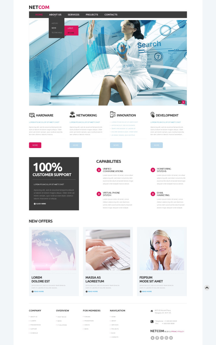 Communications Responsive Website Template #45407