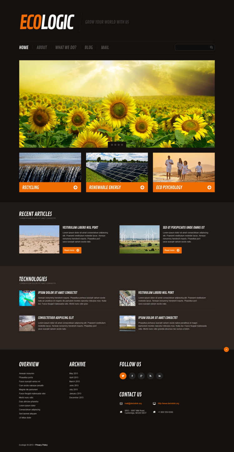 Solar Energy Responsive WordPress Theme #45575