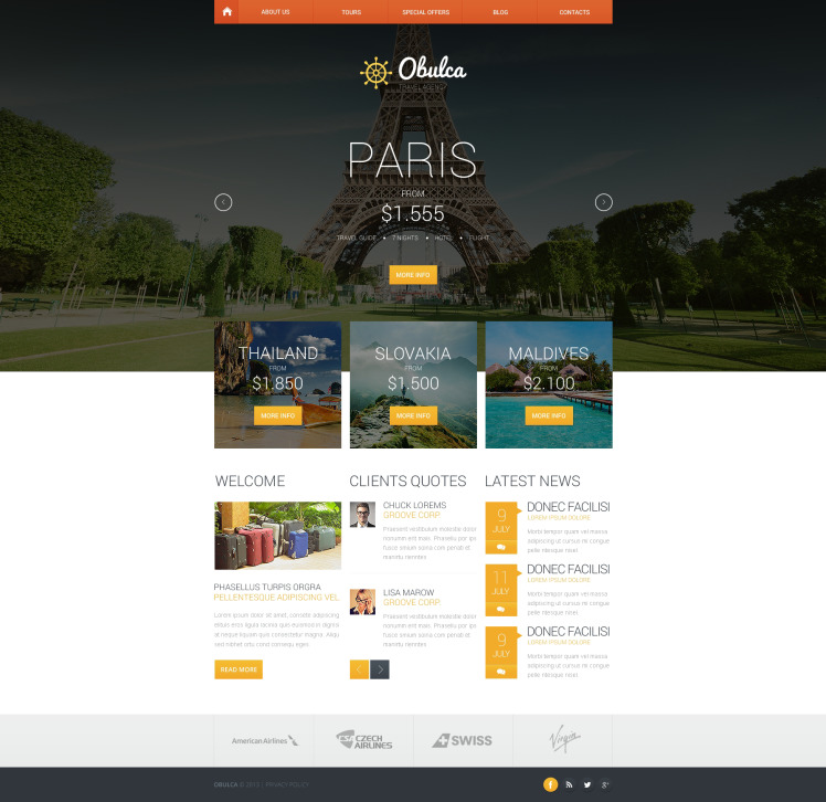 Travel Agency Responsive Website Template #45771