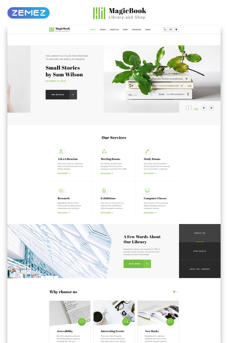 MagicBook - Library & Shop HTML5 Website Template #46251