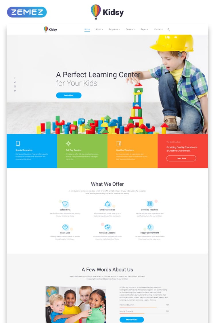 Kidsy - Learning Center Multipage Clean HTML5 Website Template #46779