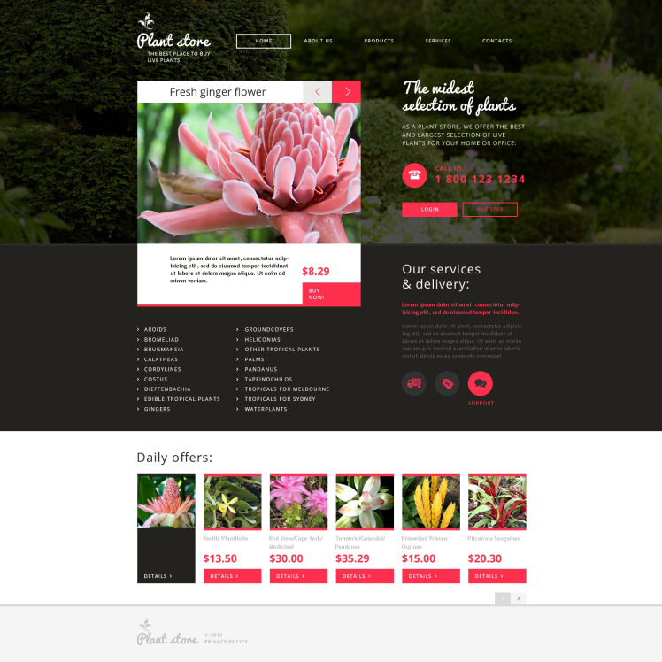 Flower Shop Responsive Website Template #46994