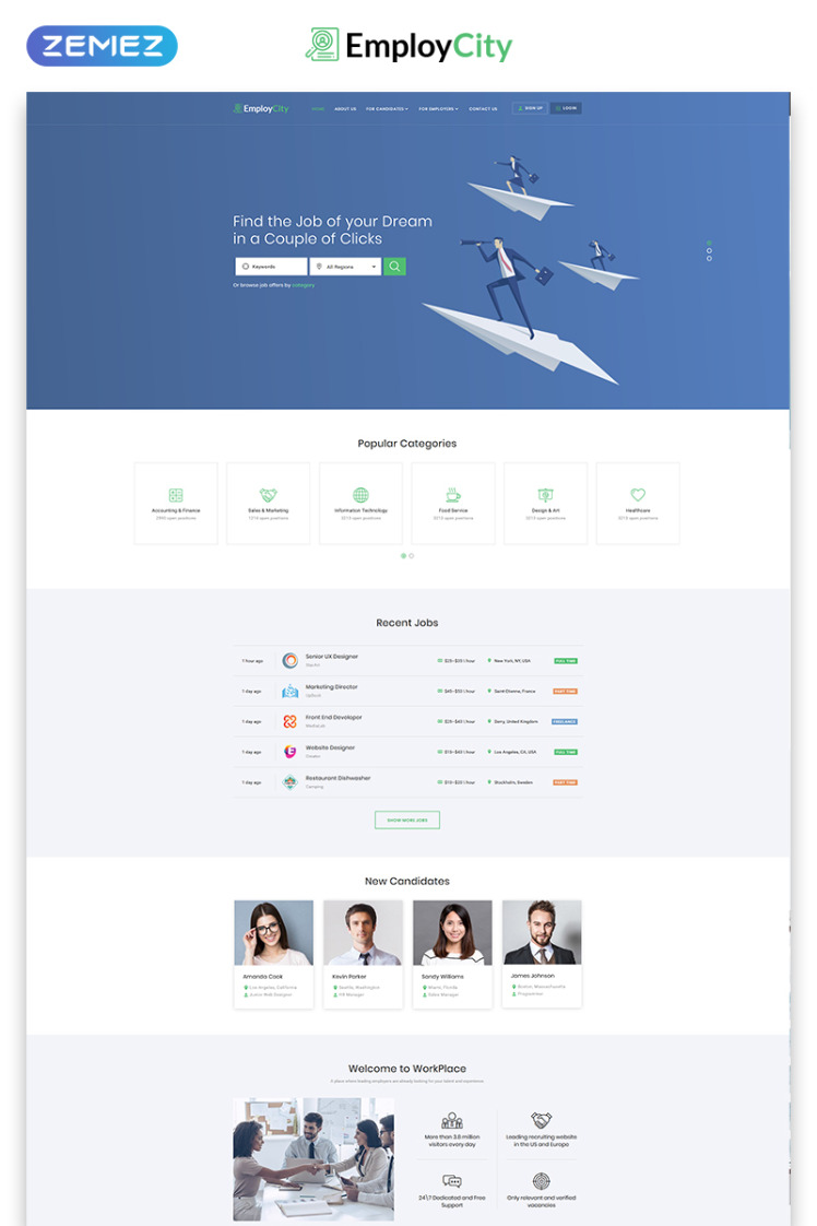 EmployCity - Job Portal Multipage HTML5 Website Template #47127