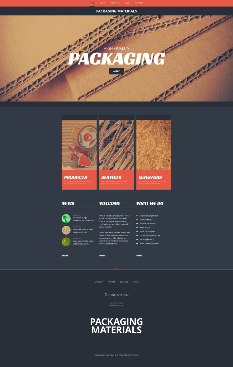 Packaging Responsive Website Template #47175
