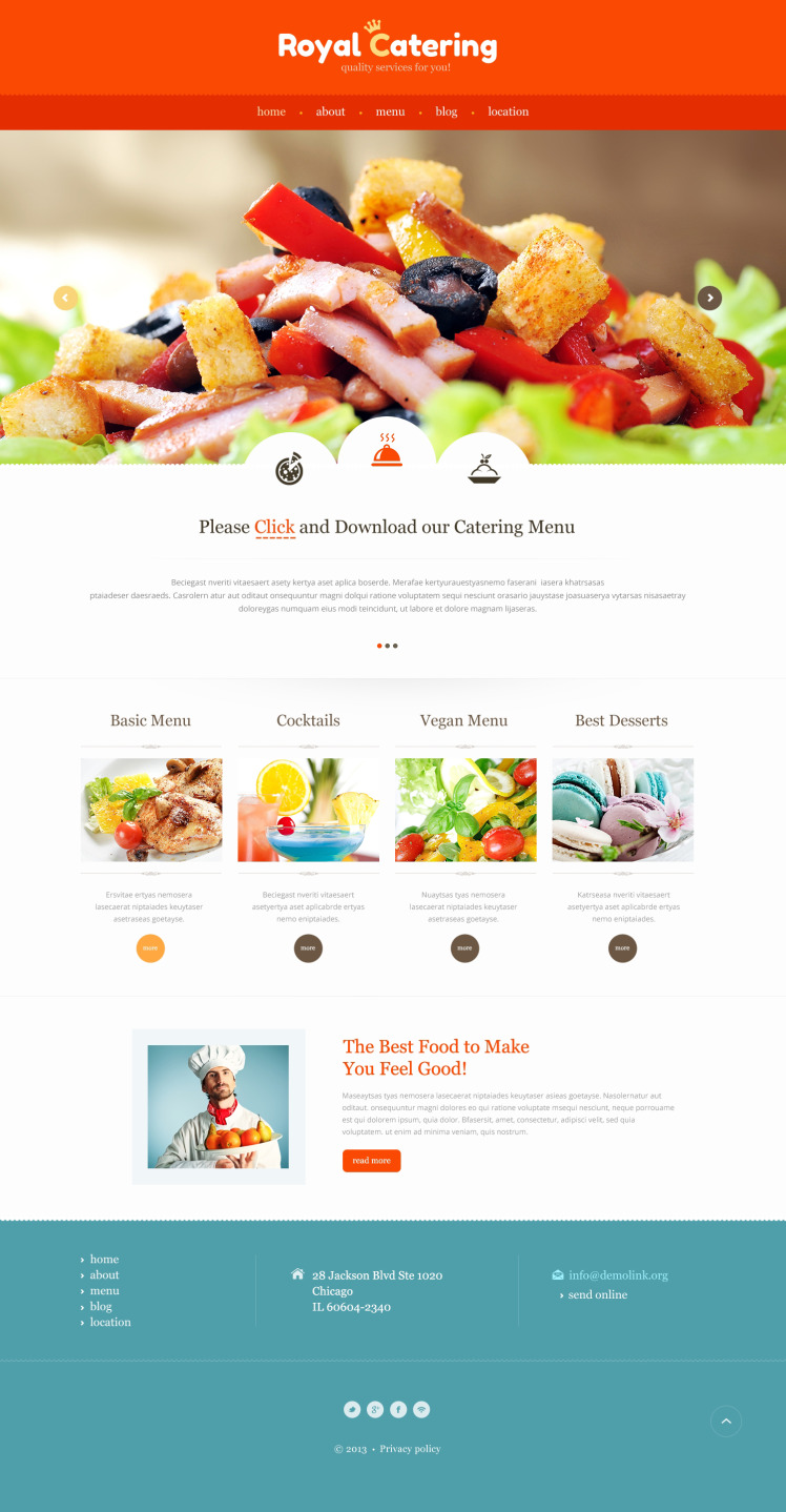 Catering Responsive Website Template #47307