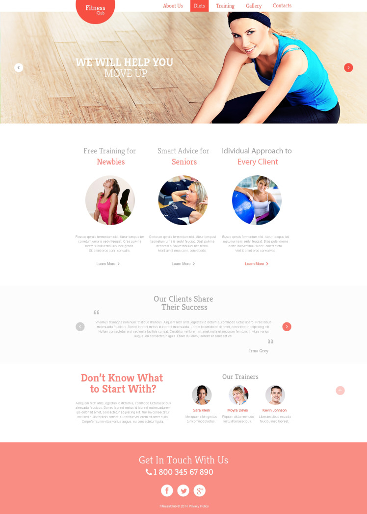 Fitness Responsive Website Template #47546