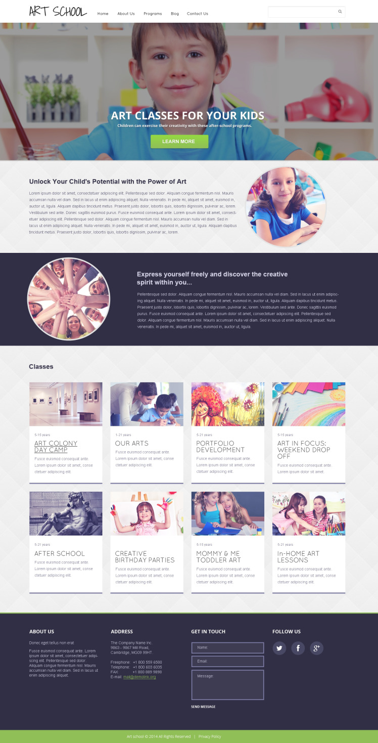 Art School Responsive Website Template #47644