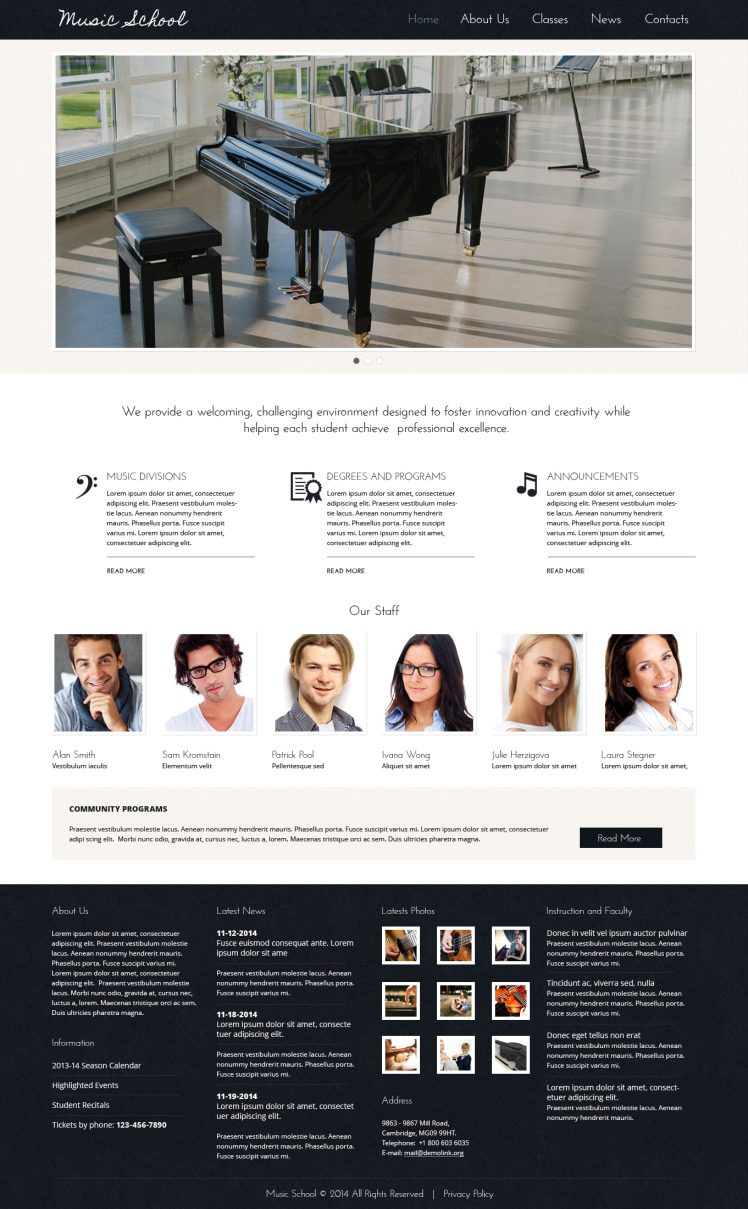 Music School Responsive Website Template #47640