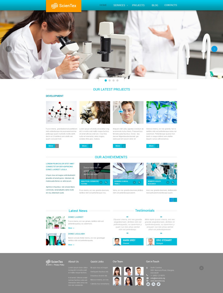 Science Lab Responsive Website Template #47685