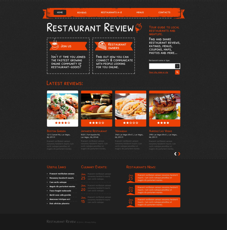 Cafe and Restaurant Responsive Website Template #47986
