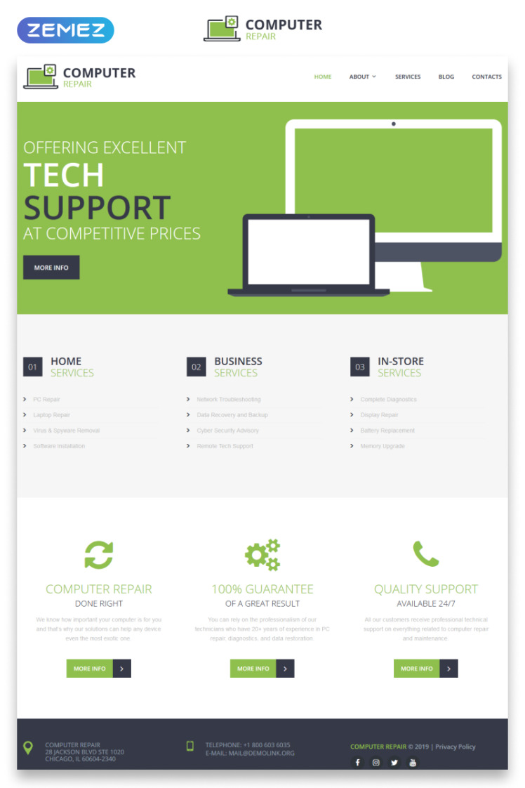 Computer Repair - Electronics & Gadgets Responsive HTML Website ...