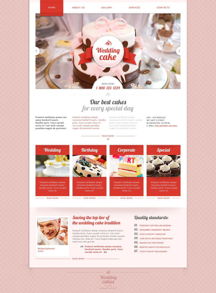 Wedding Cake Responsive Website Template #48177