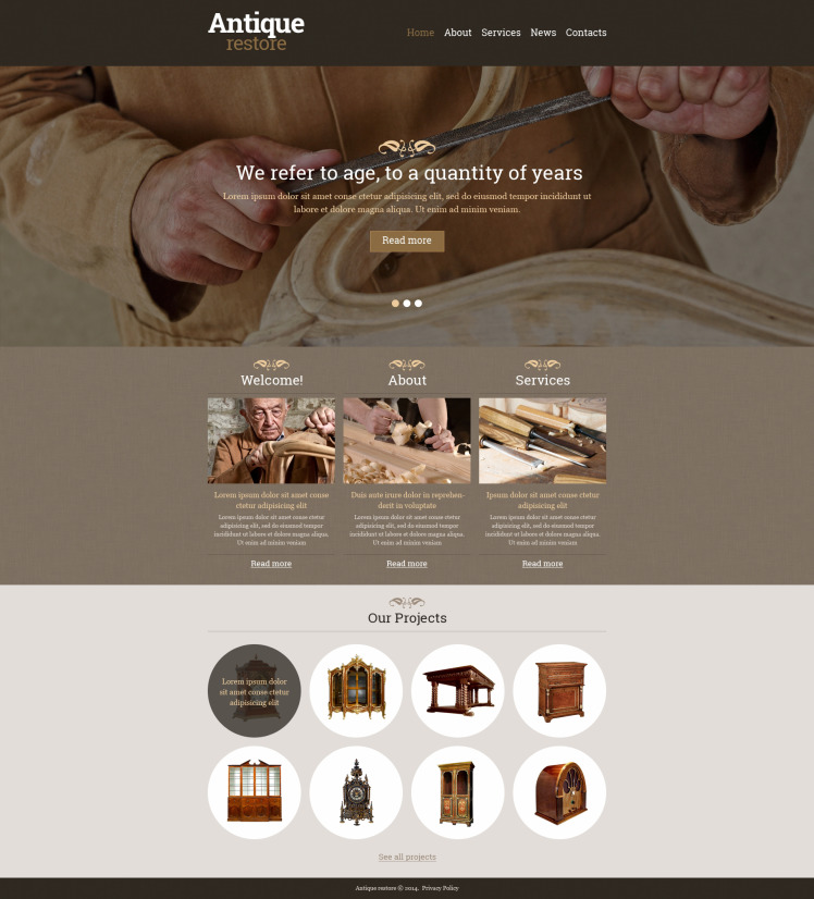 Antique Store Responsive Website Template #48393