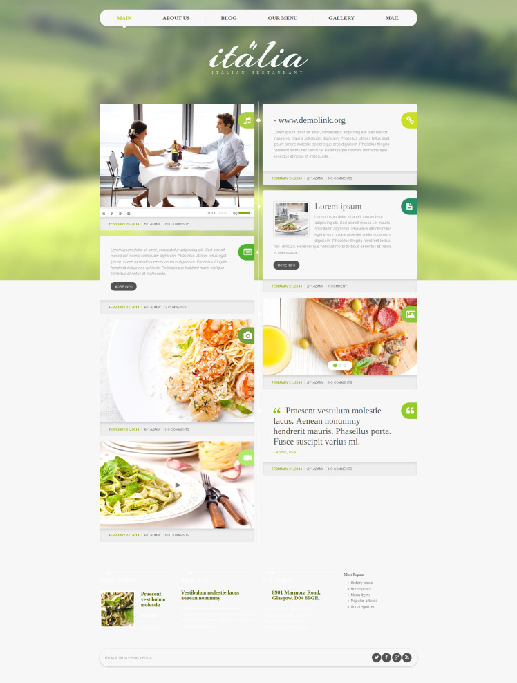 Italian Restaurant Responsive WordPress Theme #48708