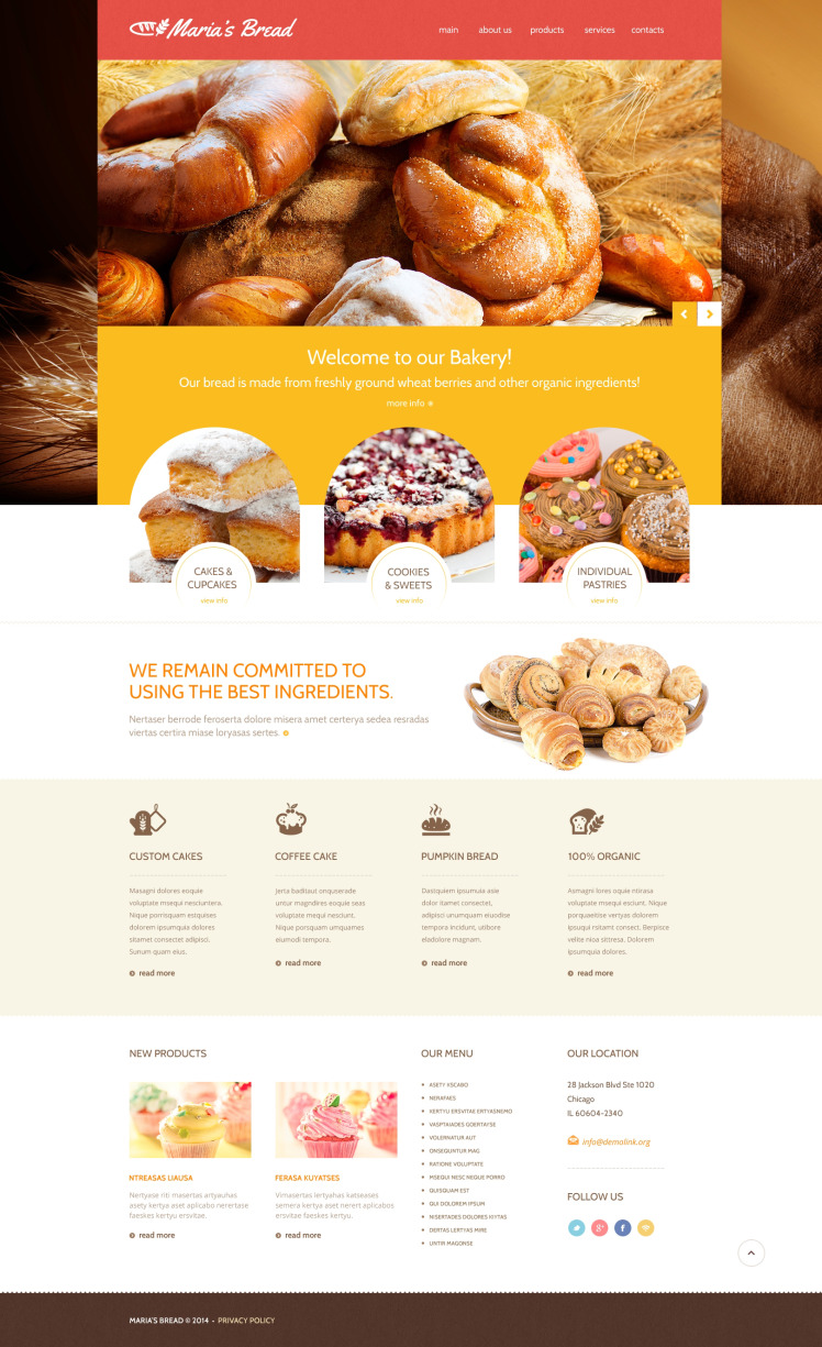 Bakery Responsive Website Template #48985