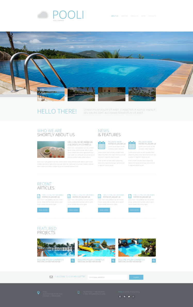 Swimming Pool Responsive Website Template #48905
