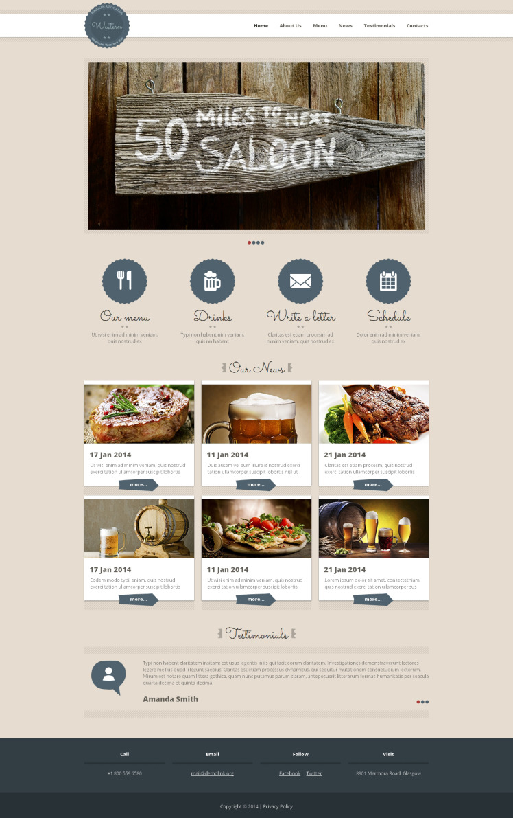 Cafe and Restaurant Responsive Website Template #49133