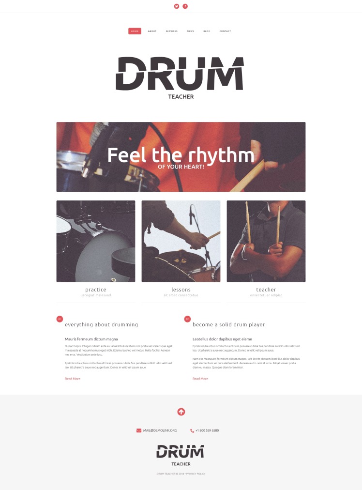 Music School Responsive Website Template #49409