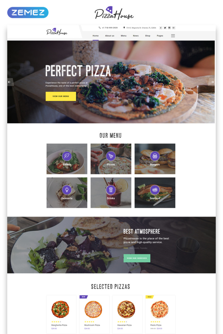 Pizza House Multipage HTML Website Template #49531