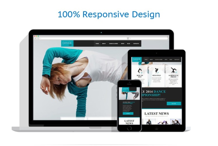 Dance Studio Responsive Website Template #50542