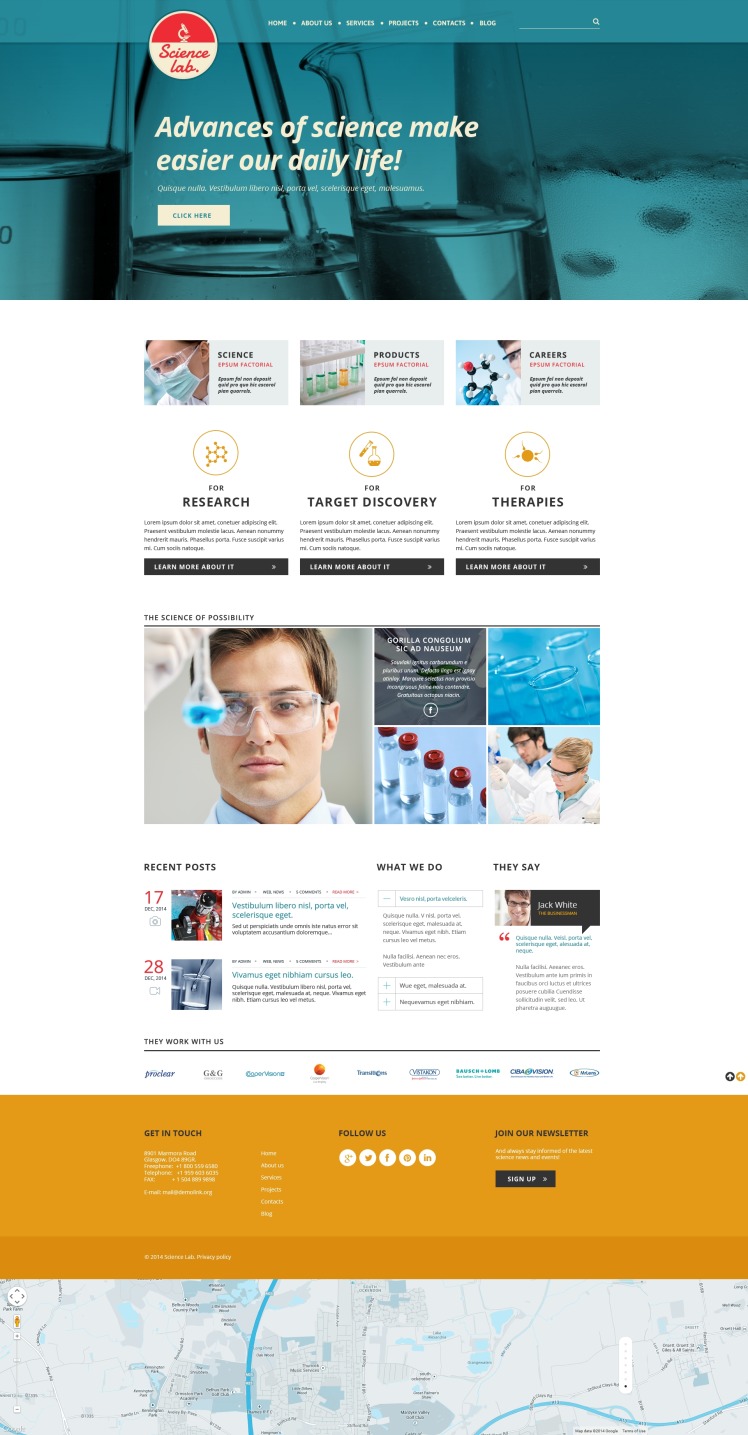 Science Lab Responsive Website Template #50688