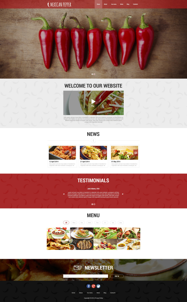 Mexican Restaurant Responsive Website Template #50712