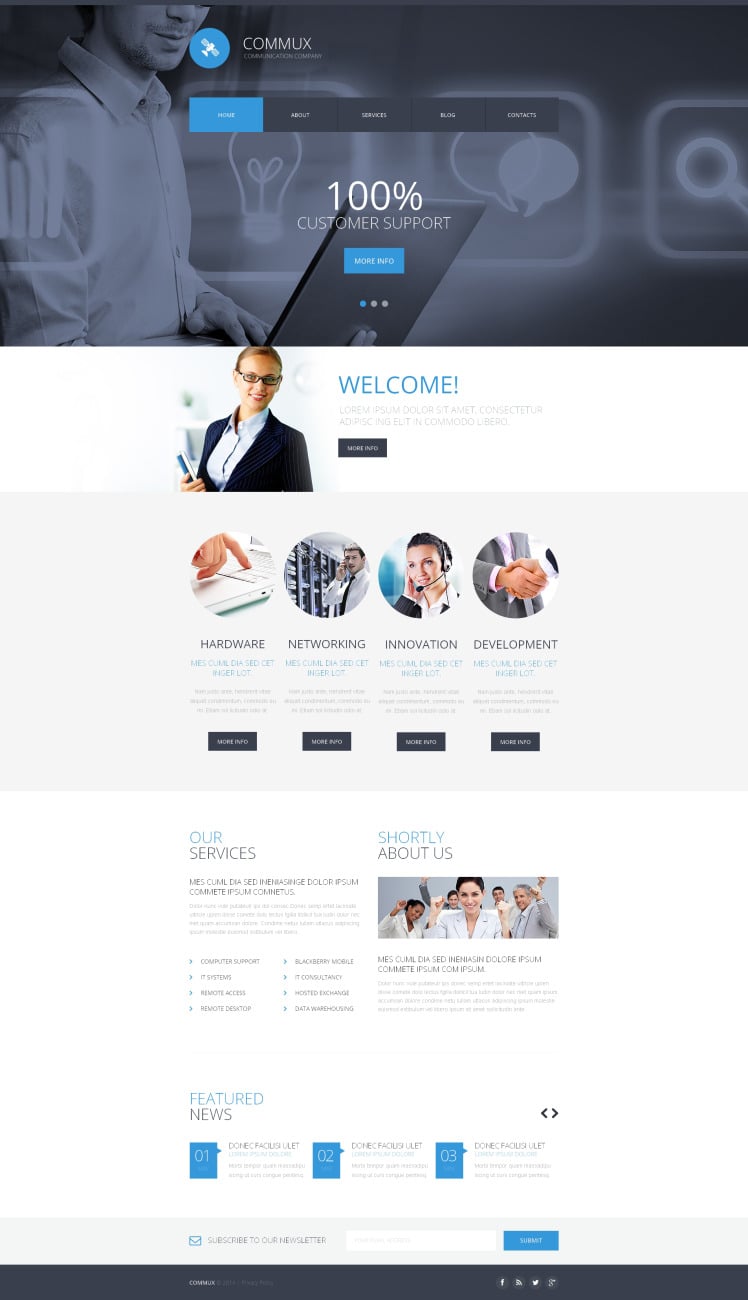 Communications Responsive Website Template #50990