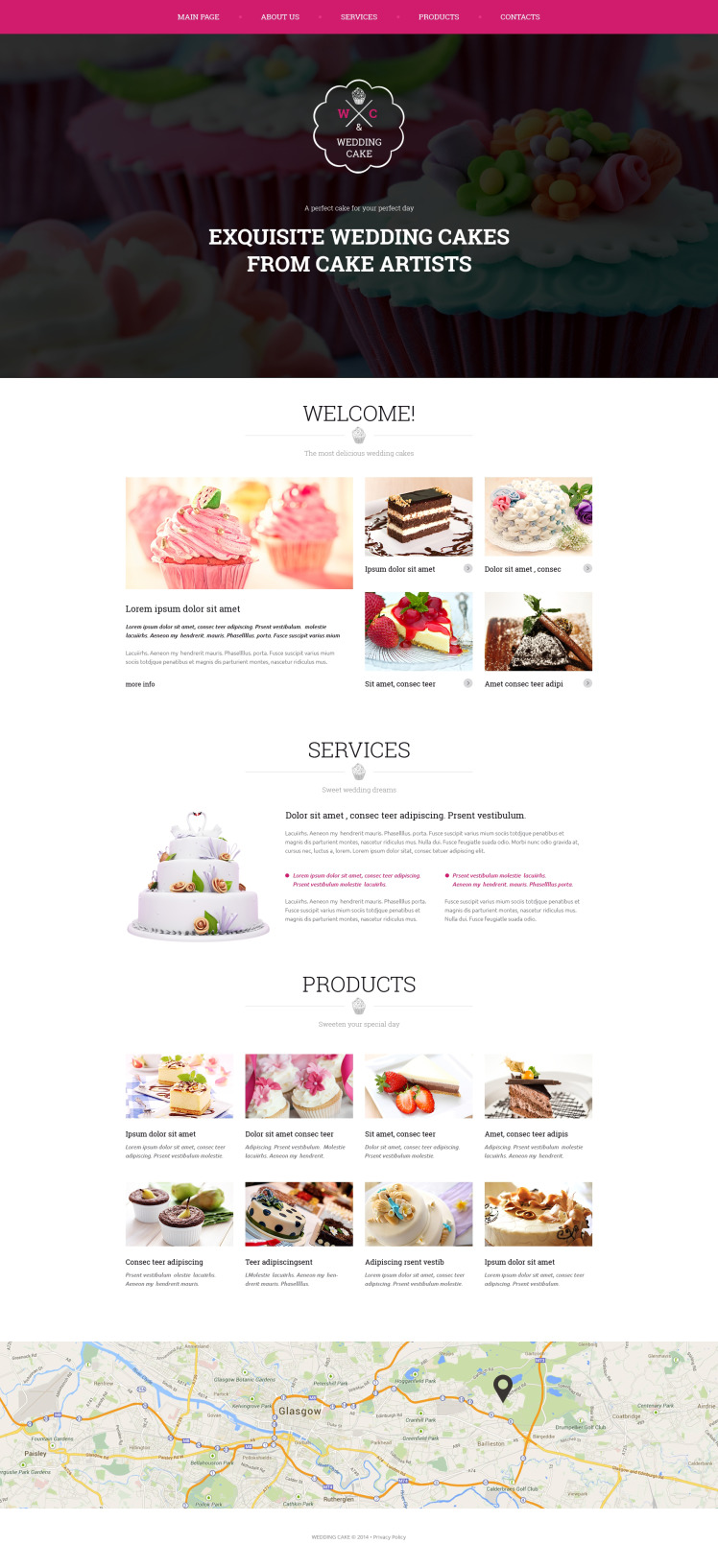 Wedding Cake Responsive Website Template #50918