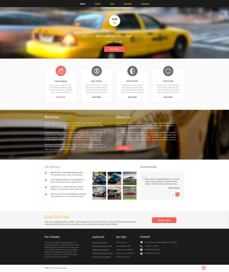 Taxi Responsive Website Template #51077