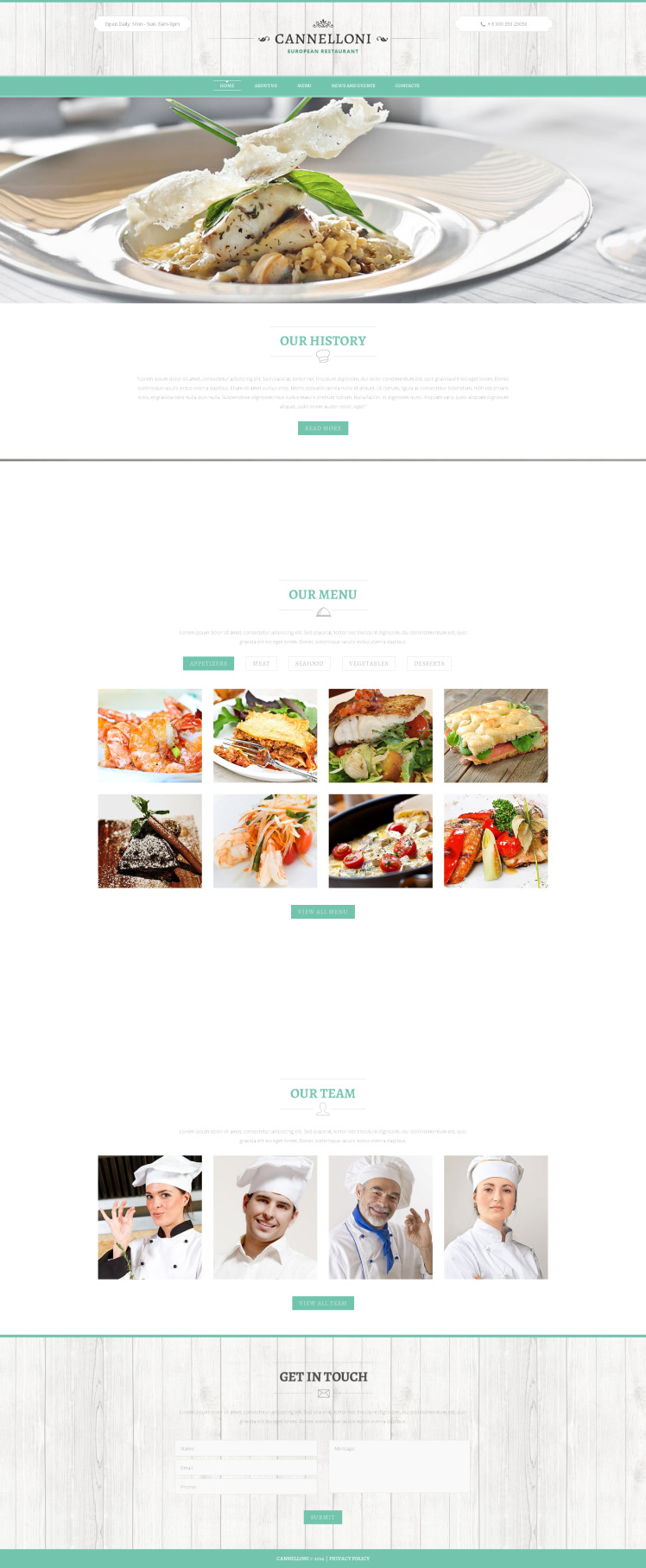 European Restaurant Responsive Website Template #51136