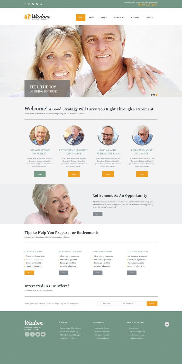 Retirement Planning Responsive Website Template #51180
