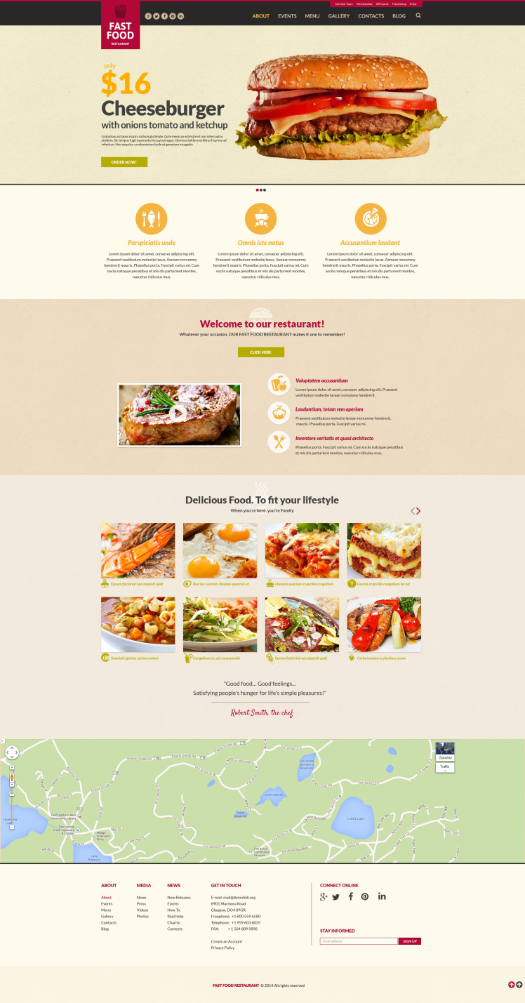 Fast Food Restaurant Responsive Website Template #51283