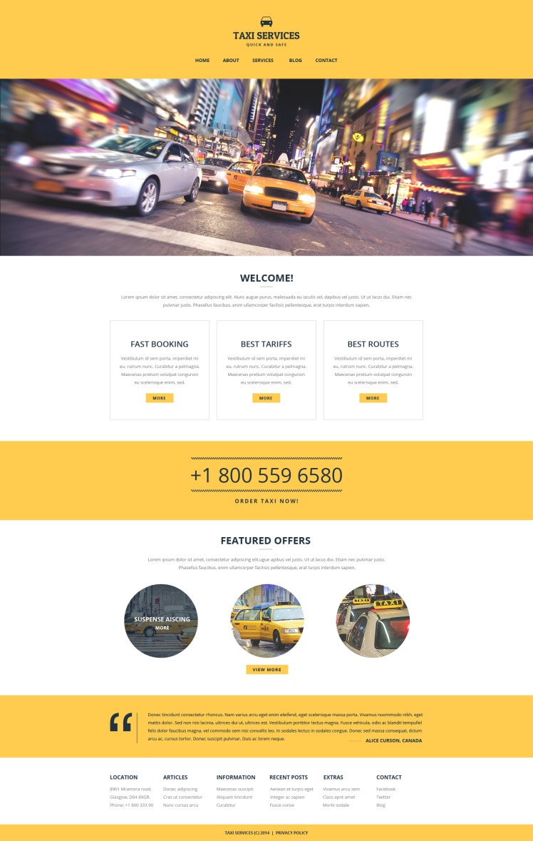 Taxi Responsive Website Template #51252