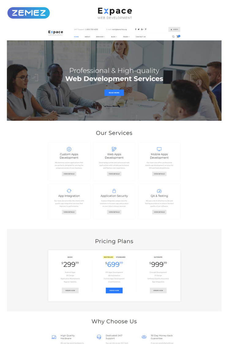 Expace - Web Development Multipage Clean HTML Website Template #51408