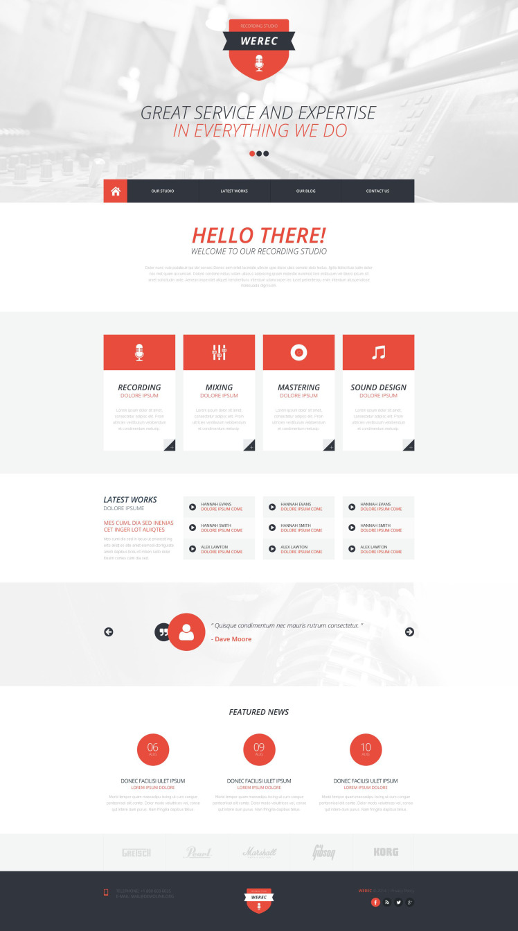 Recording Studio Responsive Website Template #51876