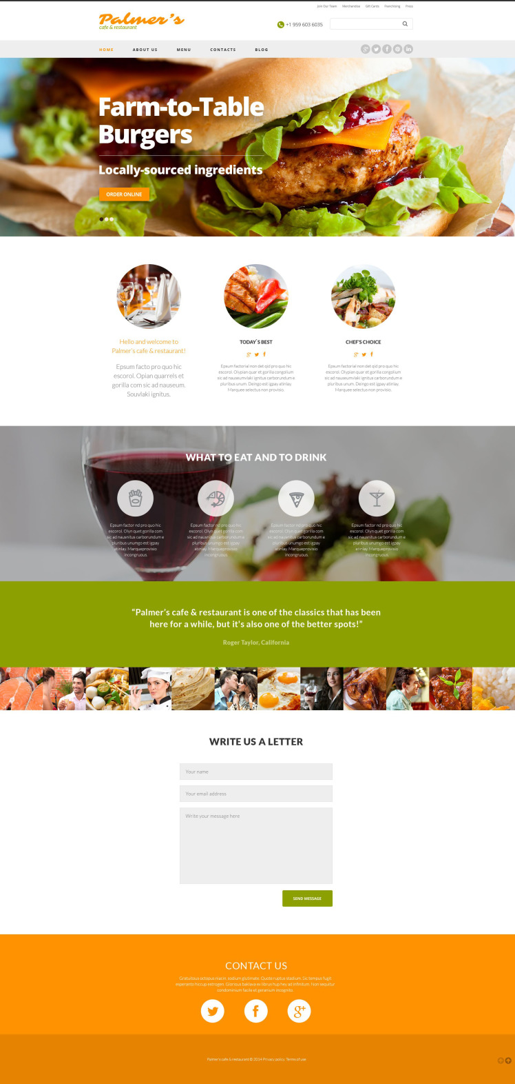 Cafe and Restaurant Responsive Website Template #52005