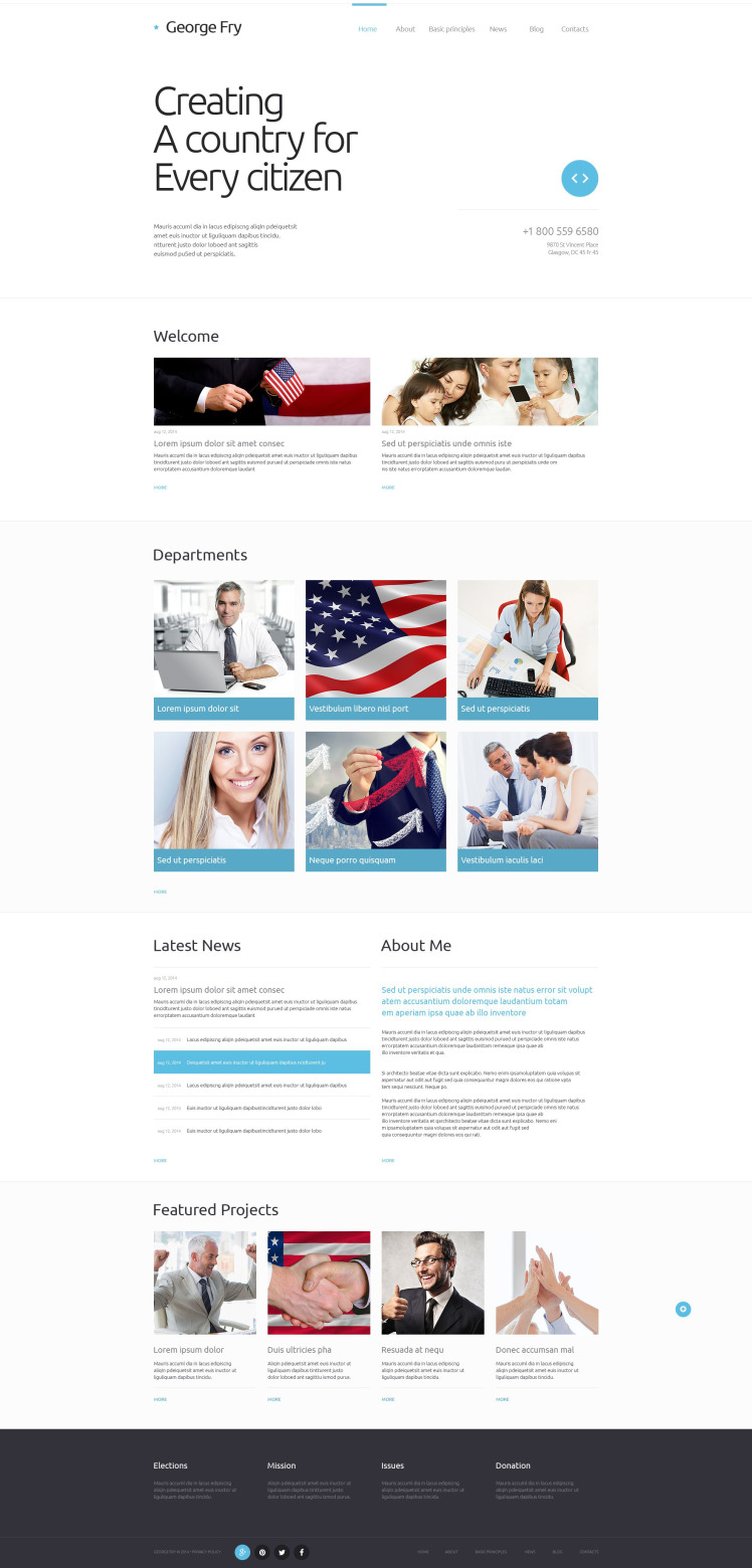 Political Candidate Responsive Website Template #52095