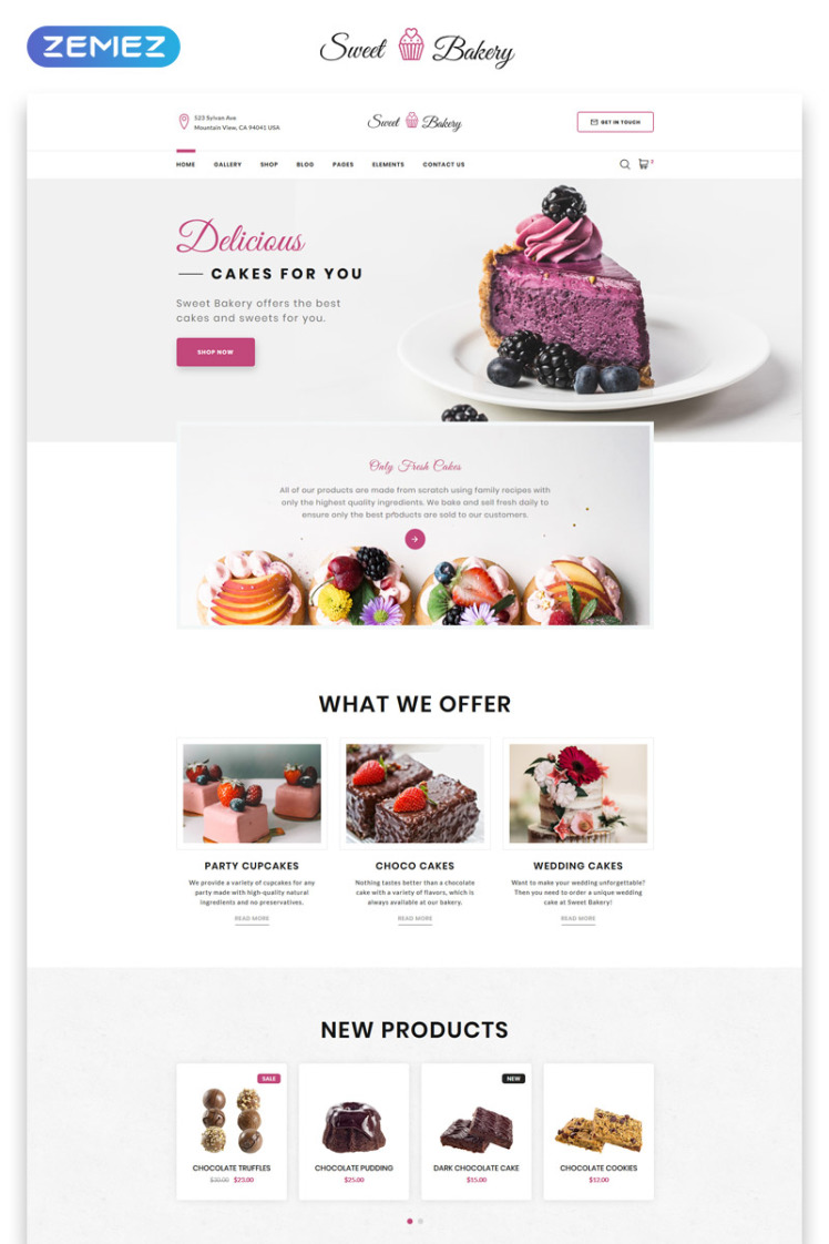 Sweet Bakery - Cake Shop Responsive Bootstrap 5 Website Template #52072
