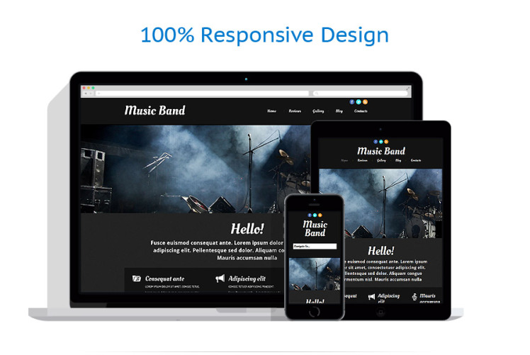 Music Band Responsive Website Template #52511