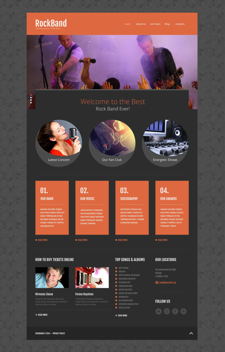 Rock Band Website Template #52541