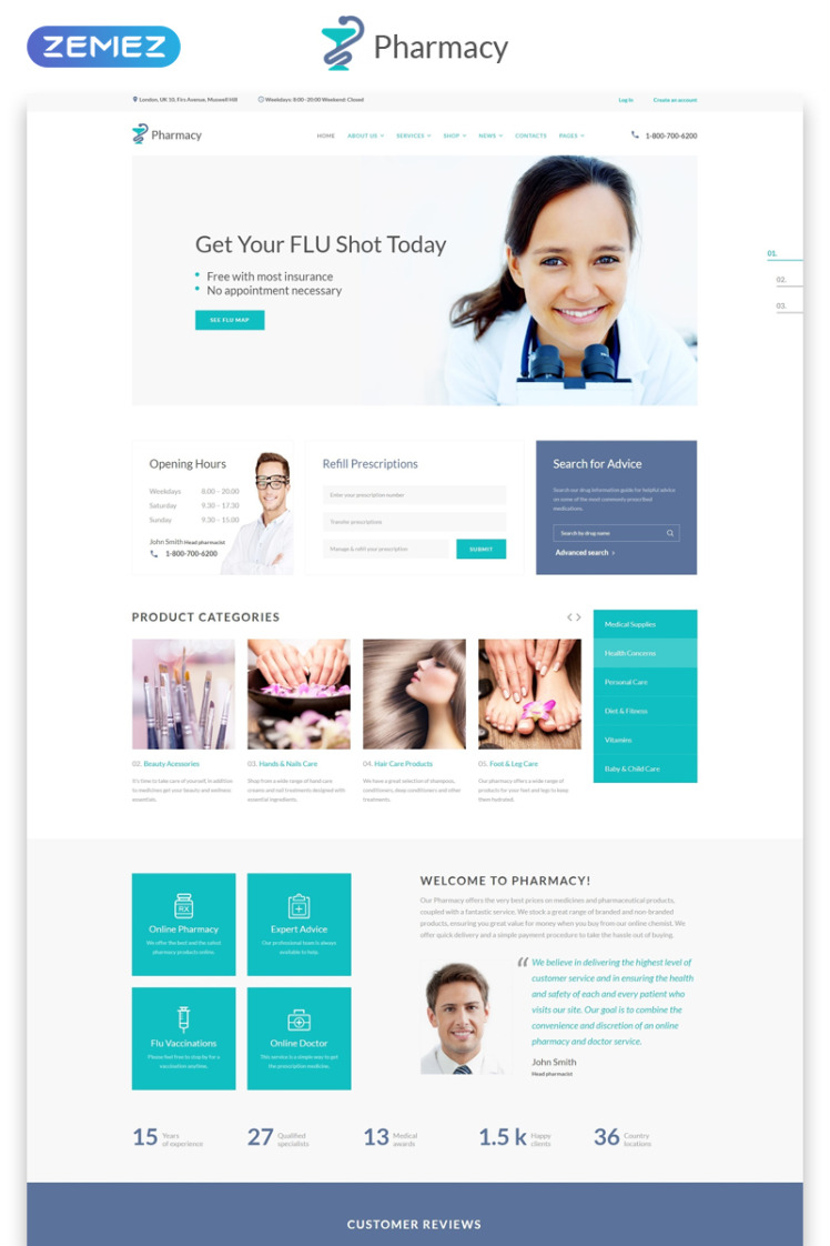 Pharmacy - Medical Multipage HTML5 Website Template #52748