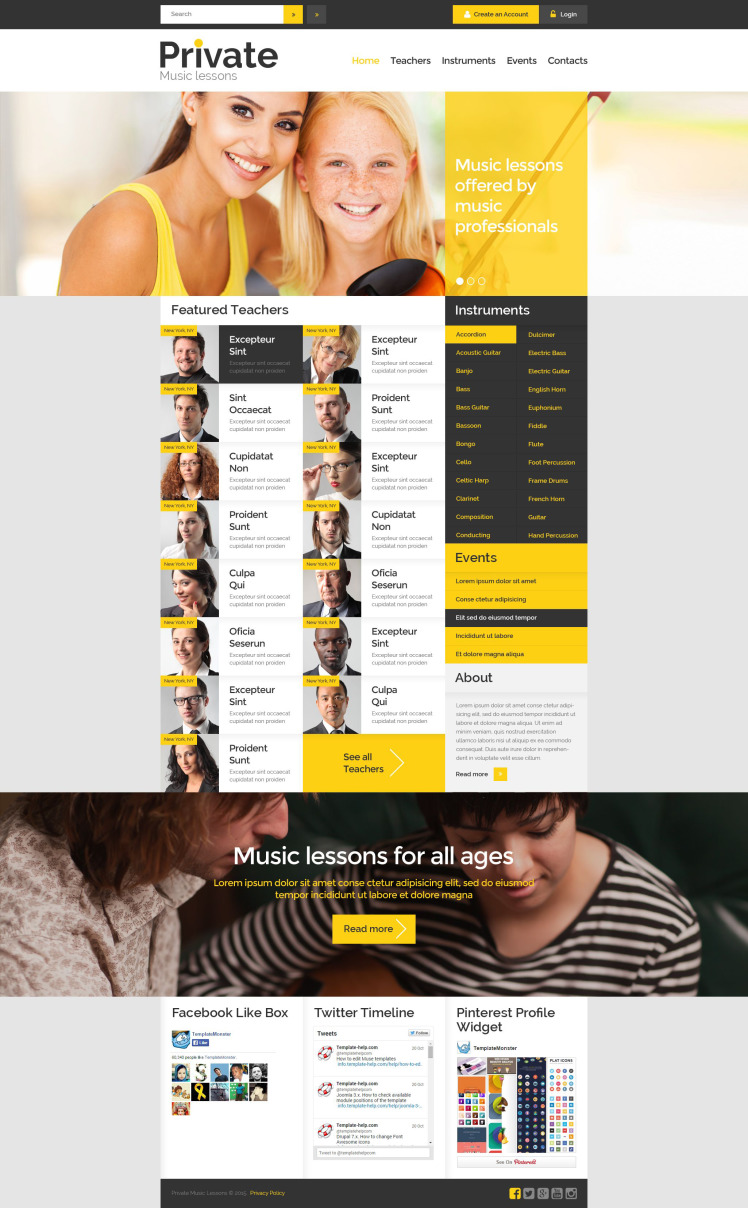 Music Education Website Template #53106