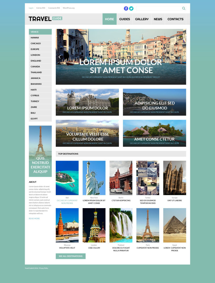 Travel Guide WordPress Theme #53260