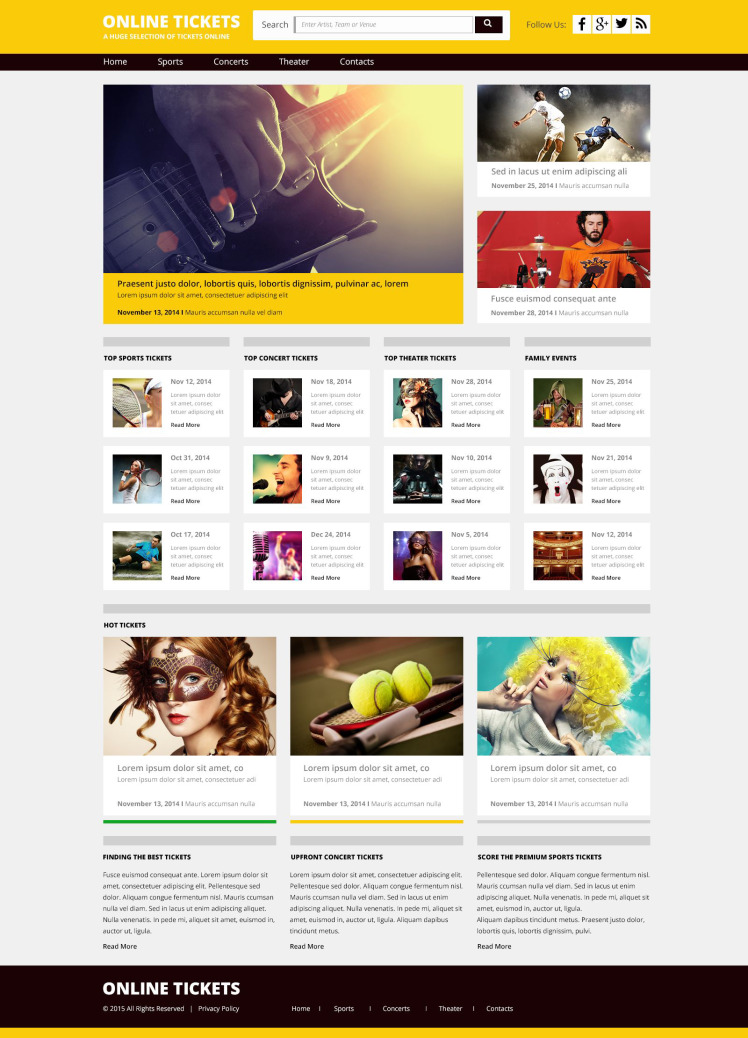 Tickets Online Website Template #53332
