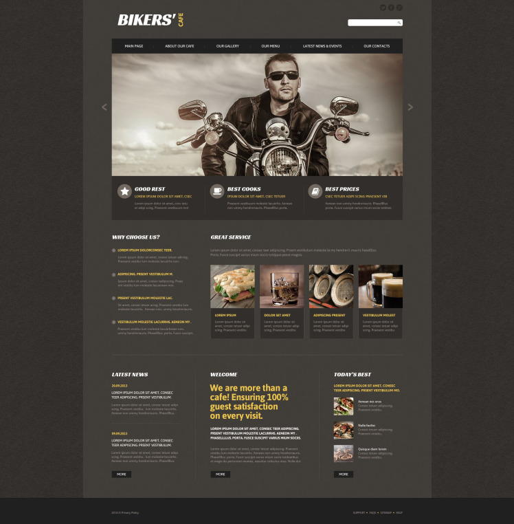 Bikers' Cafe Website Template #53470