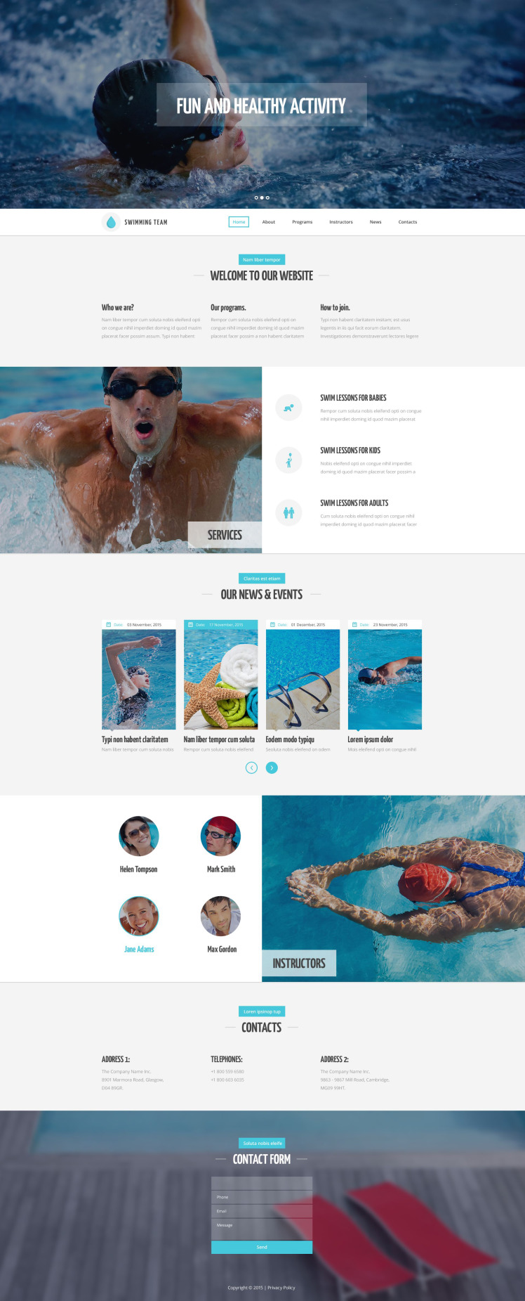 Swim Team Website Template #53446