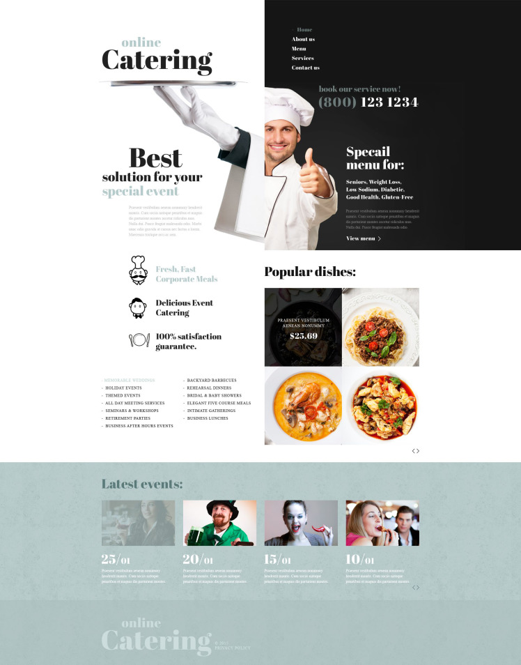 Catering Responsive Website Template #53579