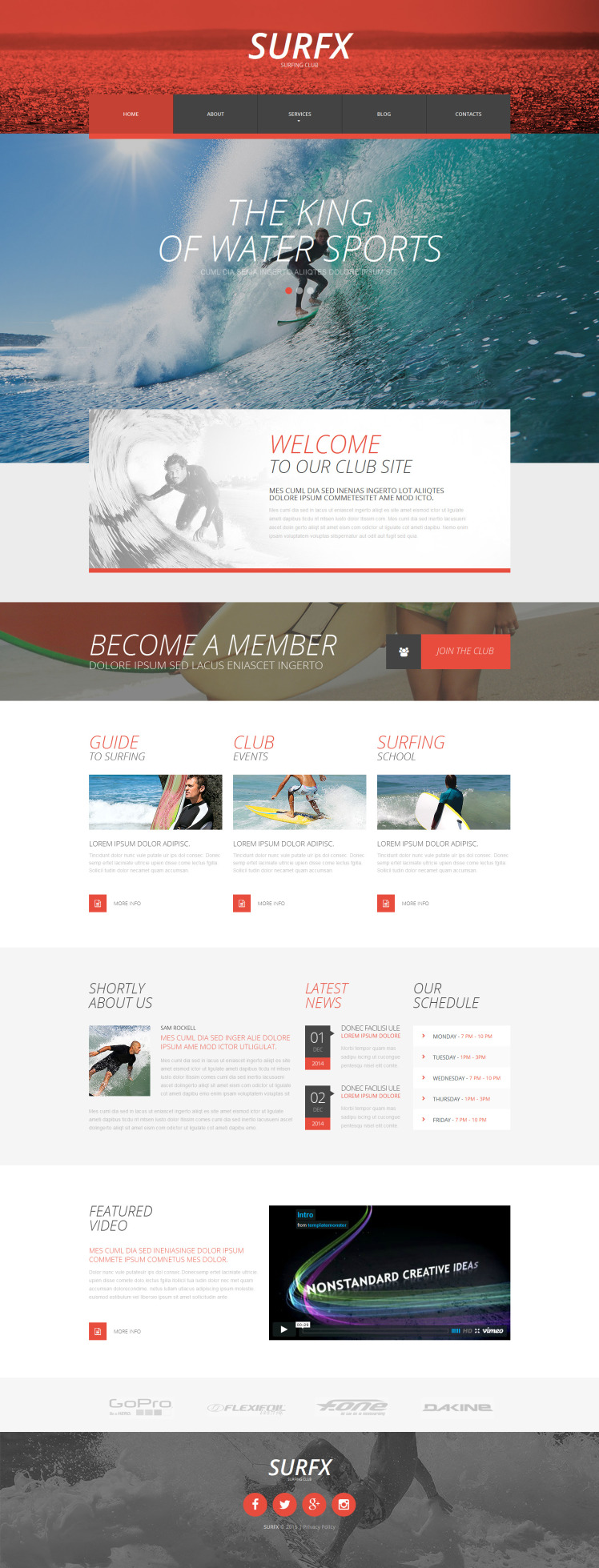 Surfing Club Website Template #53535