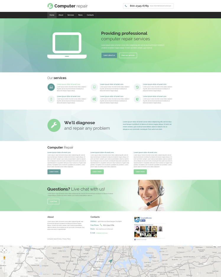 Computer Repair Responsive Website Template #53695