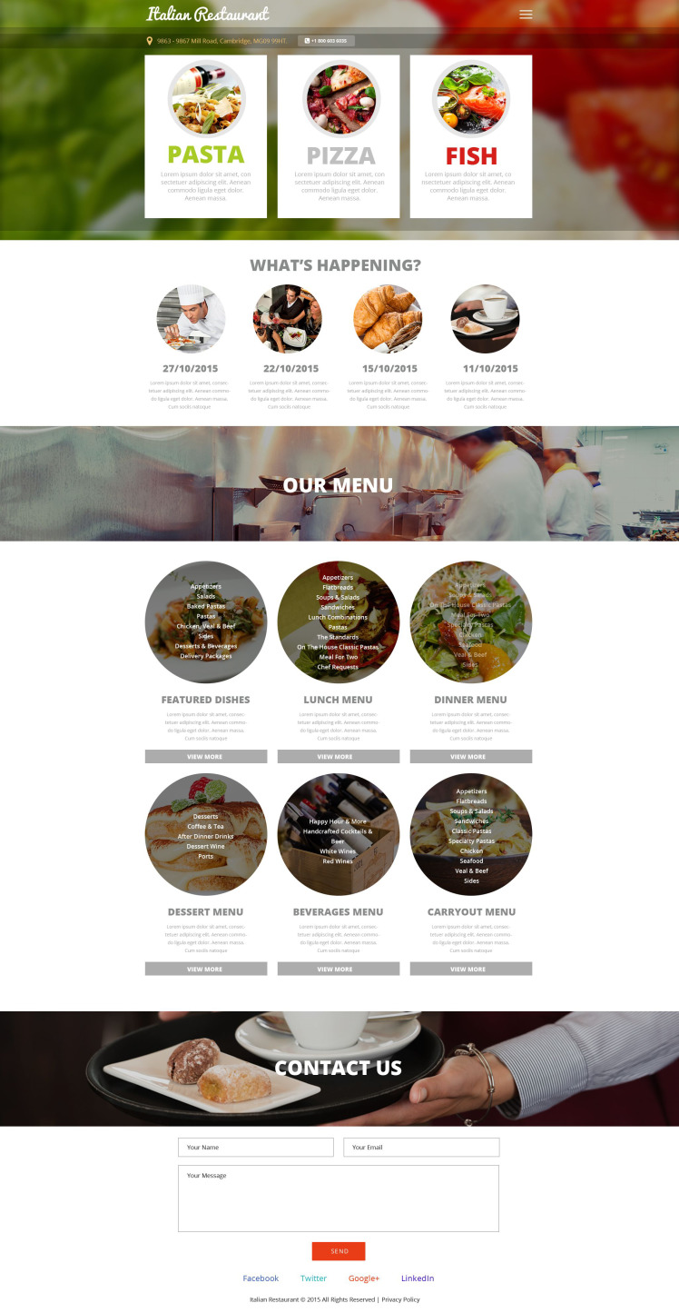 Italian Restaurant Responsive Website Template #53639